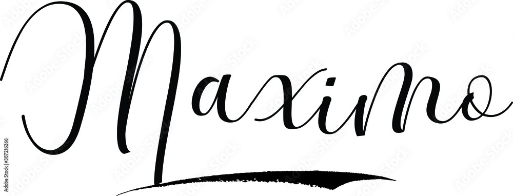 Maximo -Male Name Cursive Calligraphy on White Background Stock Vector ...