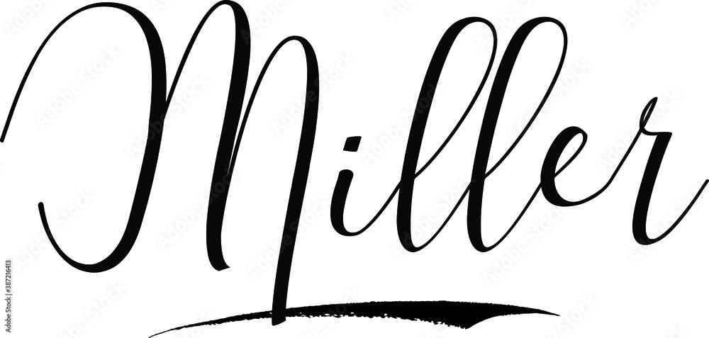 Miller -Male Name Cursive Calligraphy on White Background Stock Vector ...