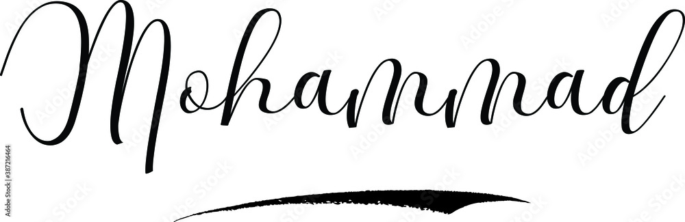 Vetor de Mohammad -Male Name Cursive Calligraphy on White Background do ...