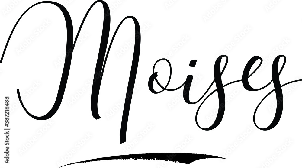 Moises -Male Name Cursive Calligraphy on White Background Stock ...