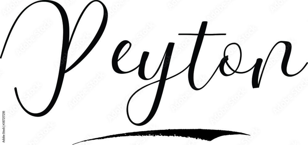 Peyton -Male Name Cursive Calligraphy on White Background Stock Vector ...