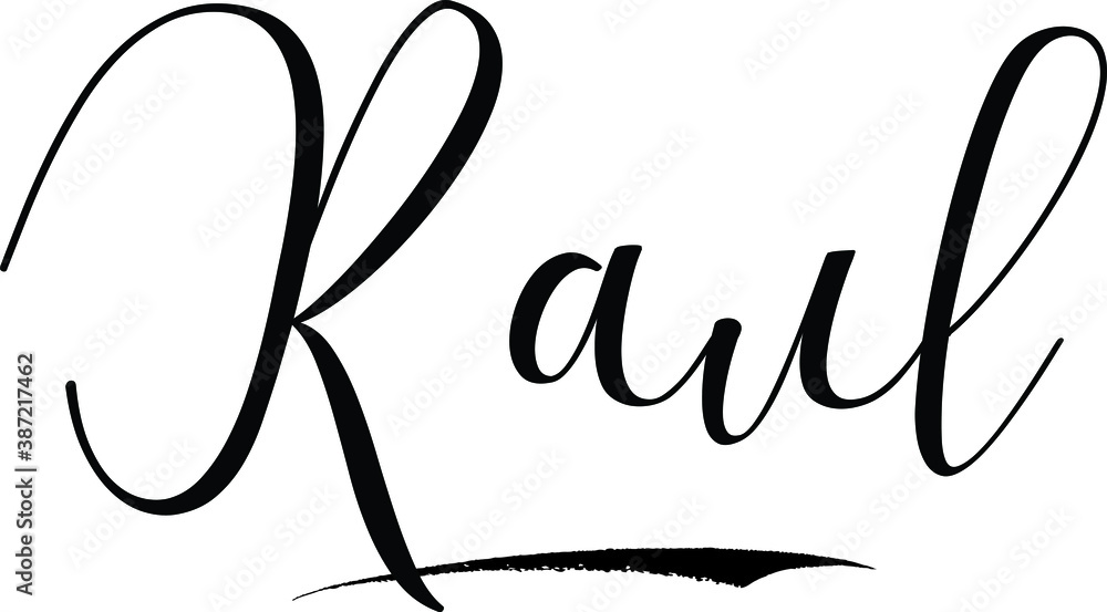 Raul -Male Name Cursive Calligraphy on White Background Stock Vector ...