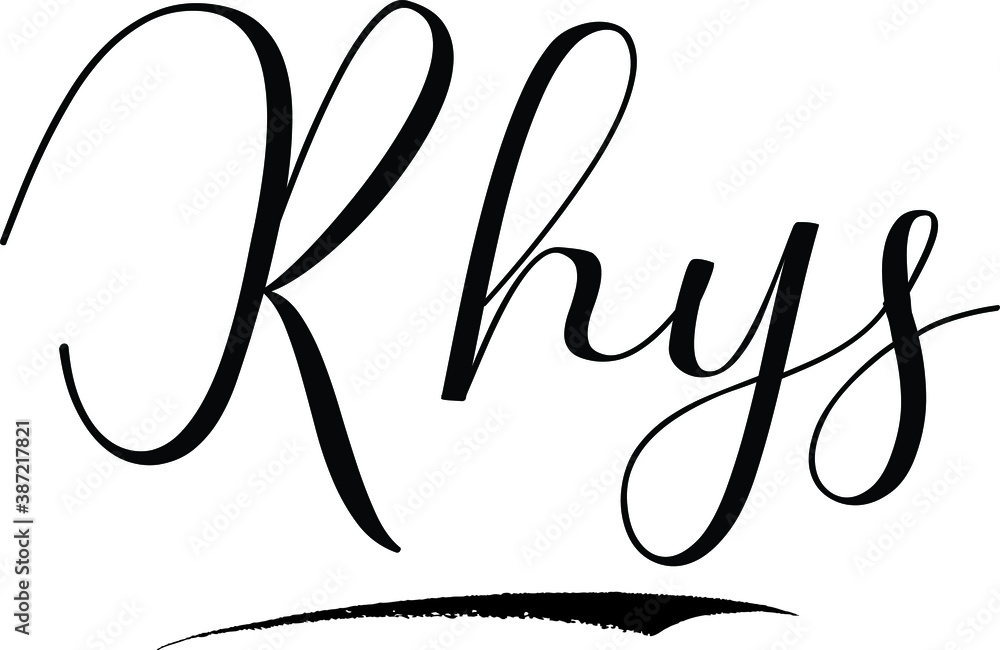 Rhys -Male Name Cursive Calligraphy on White Background Stock Vector ...