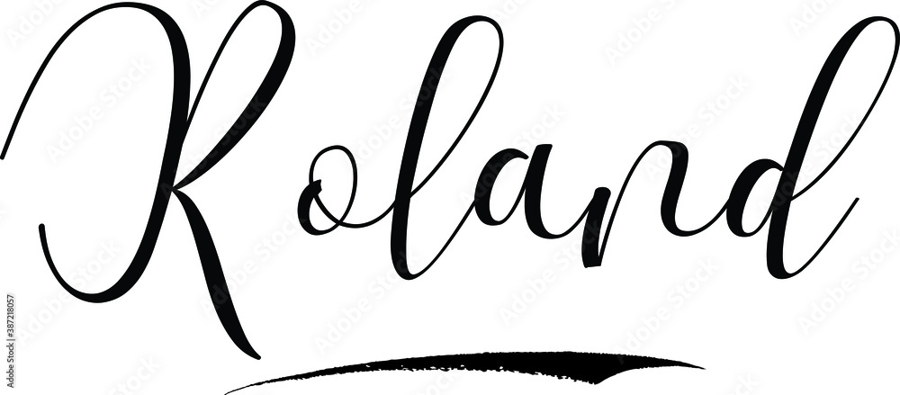 Roland -Male Name Cursive Calligraphy on White Background Stock Vector ...