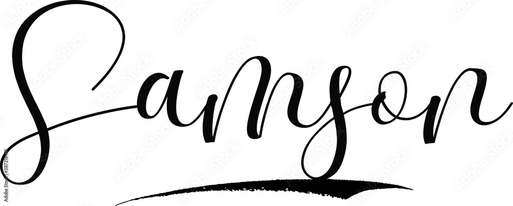 Samson-Male Name Cursive Calligraphy on White Background Stock Vector ...