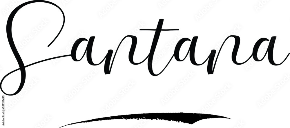 Santana -Male Name Cursive Calligraphy on White Background Stock Vector ...