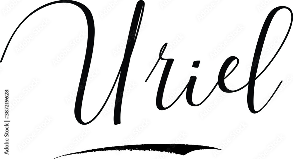 Uriel -Male Name Cursive Calligraphy on White Background Stock Vector ...