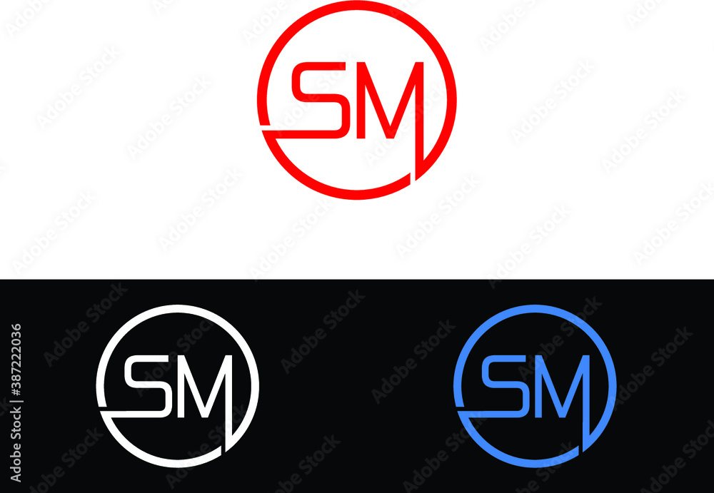 SM circle Shape Letter logo Design. Stock Vector | Adobe Stock