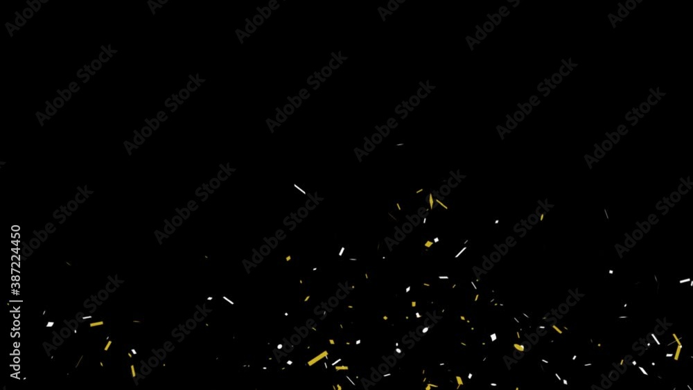 Colorful isolated confetti particles Explosions popper falling 4k Animation. Alpha Matte Channel ...