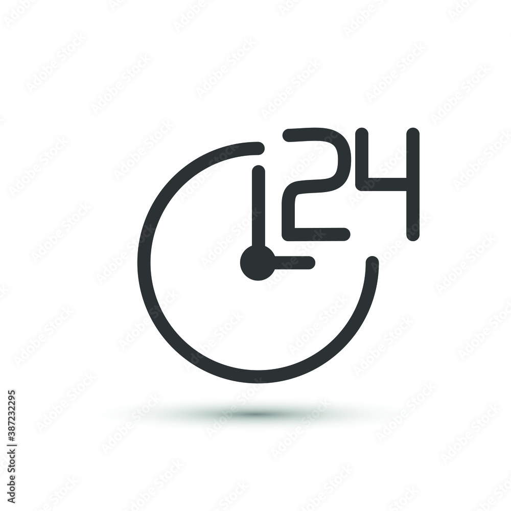 24 hours icon in thin line style. Vector clock symbol for your web site ...