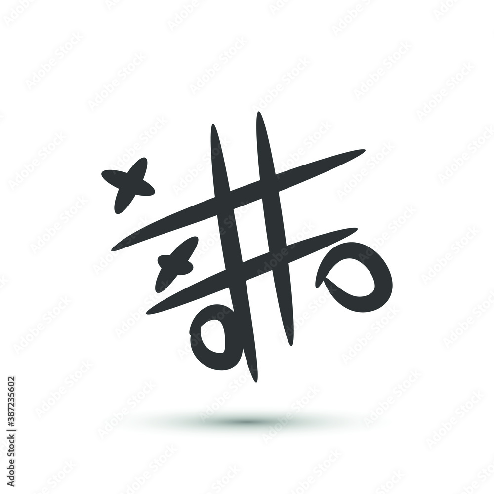 Vector cross zero paper game icon. For design, advertising banner, logo ...