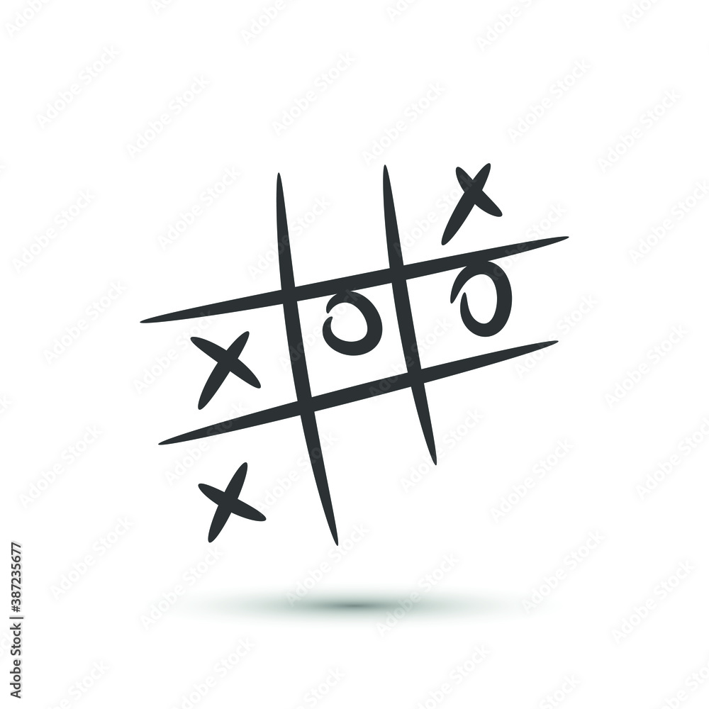 Vector cross zero paper game icon. For design, advertising banner, logo ...