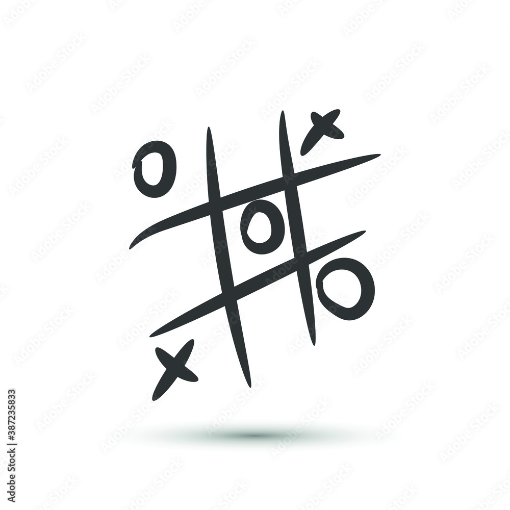 Vector cross zero paper game icon. For design, advertising banner, logo ...