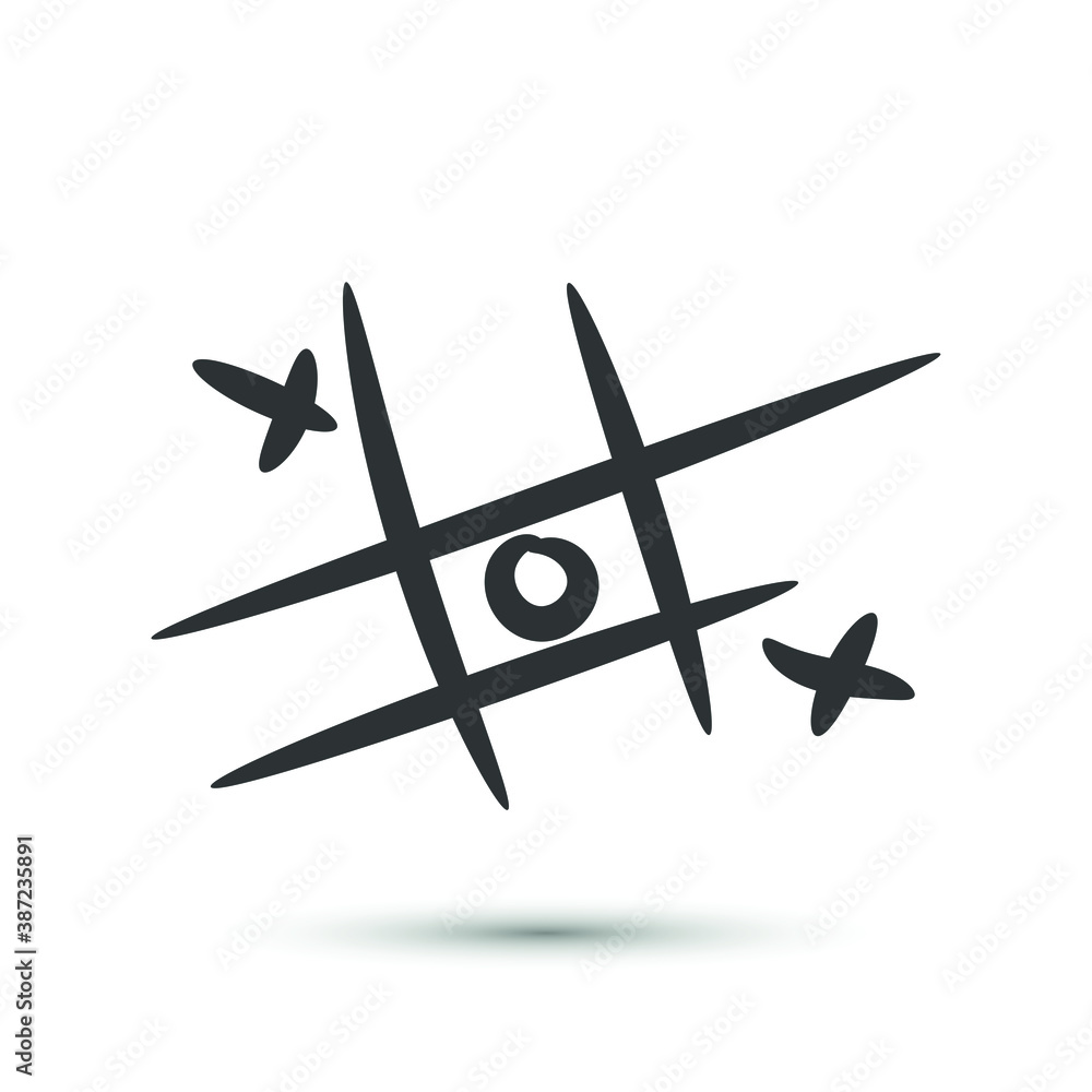 Vector cross zero paper game icon. For design, advertising banner, logo ...