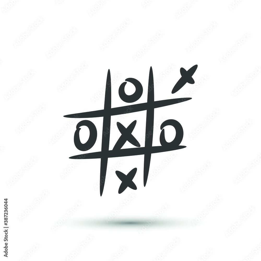 Vector cross zero paper game icon. For design, advertising banner, logo ...