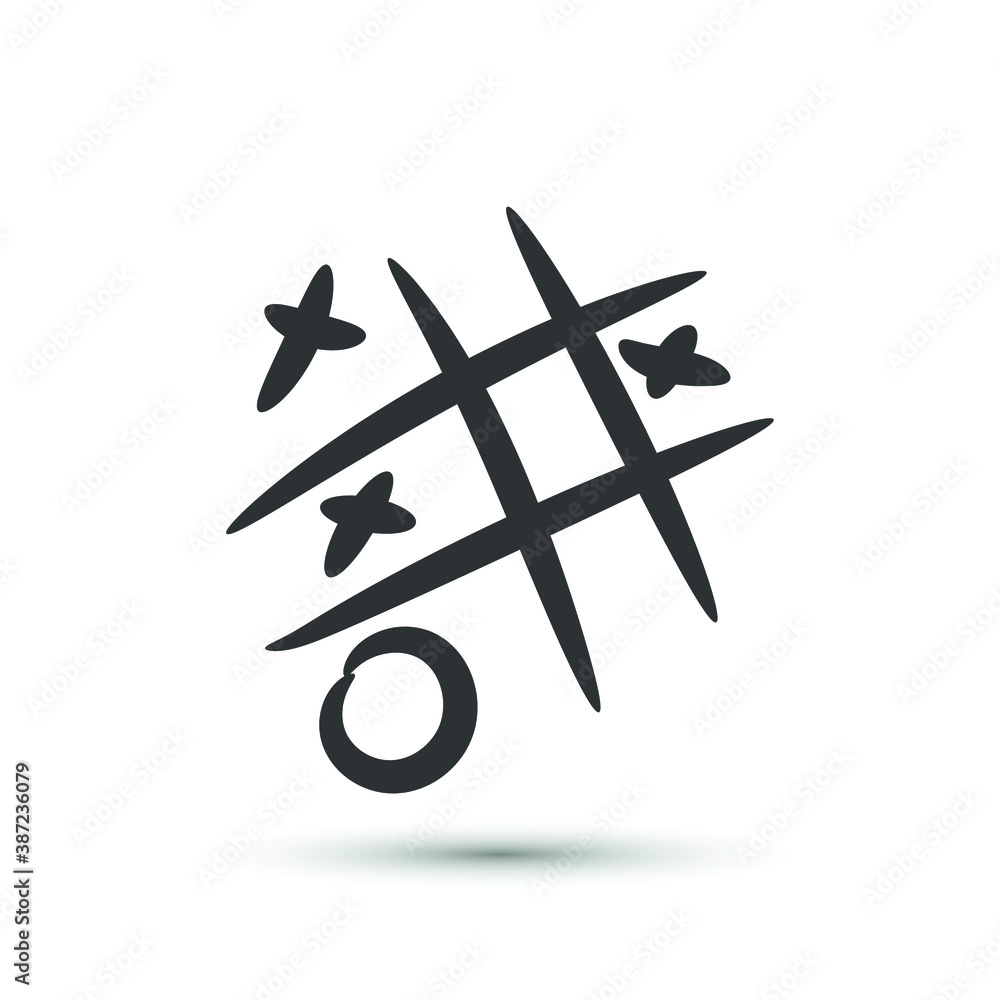 Vector cross zero paper game icon. For design, advertising banner, logo ...