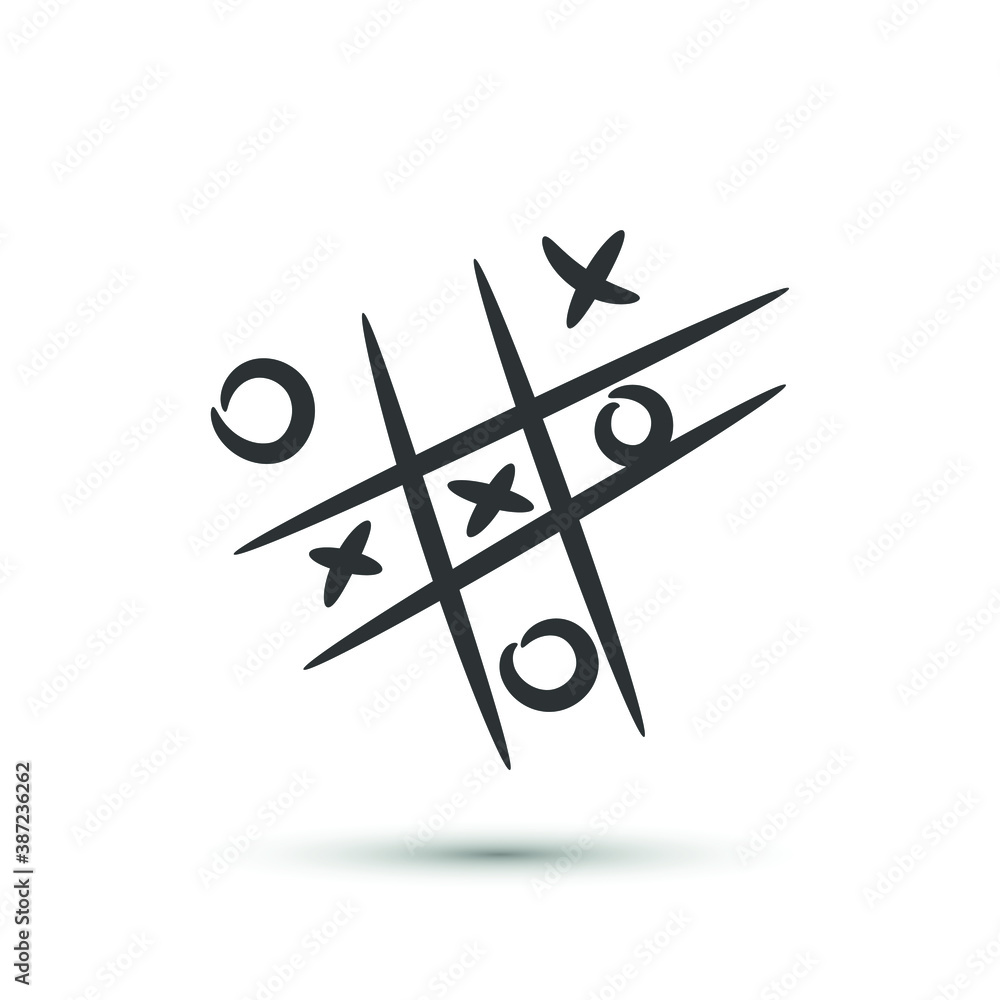 Vector cross zero paper game icon. For design, advertising banner, logo ...