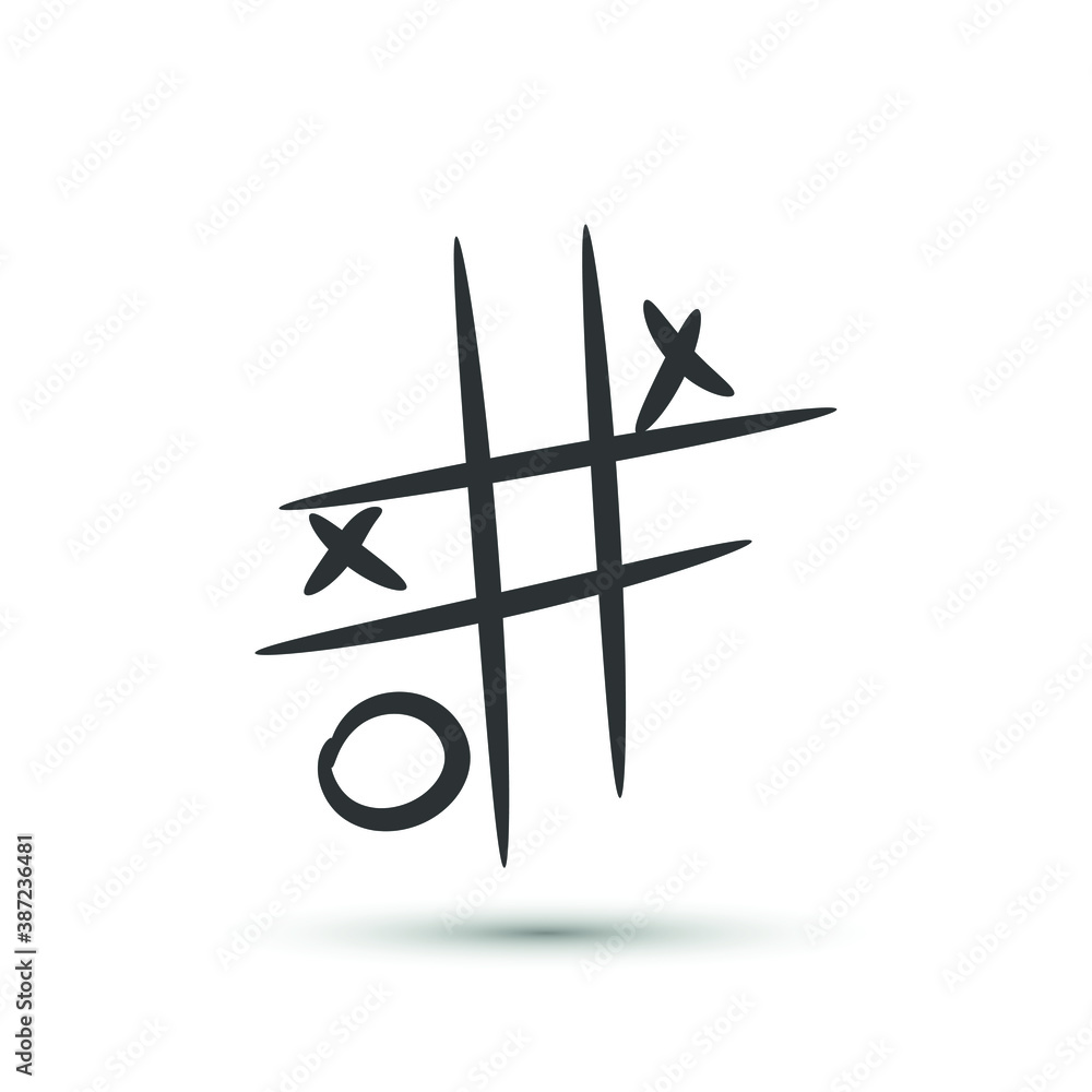 Vector cross zero paper game icon. For design, advertising banner, logo ...