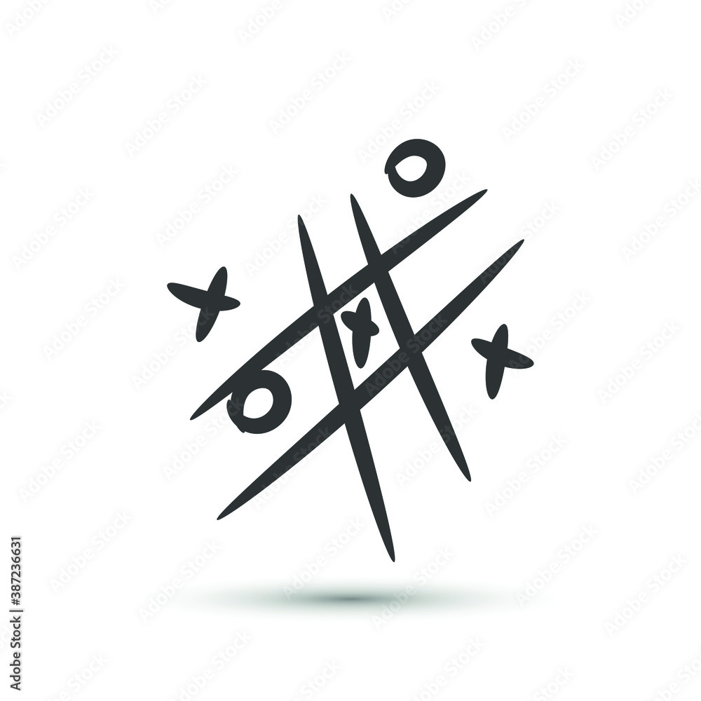 Vector cross zero paper game icon. For design, advertising banner, logo ...