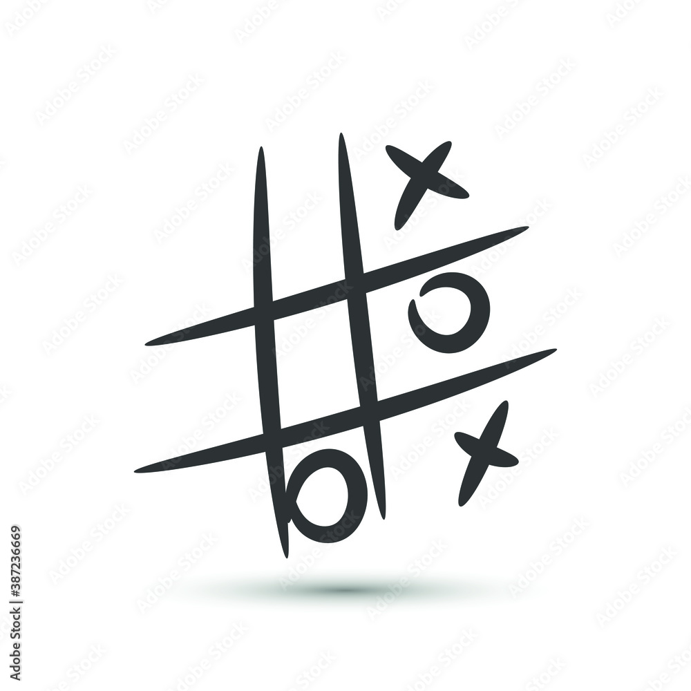 Vector cross zero paper game icon. For design, advertising banner, logo ...