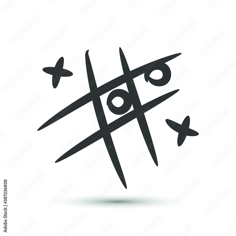 Vector cross zero paper game icon. For design, advertising banner, logo ...