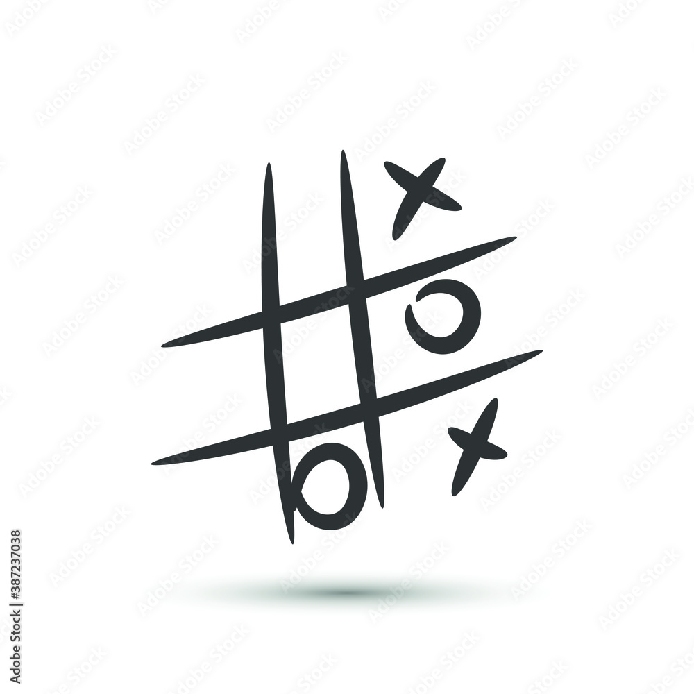 Vector cross zero paper game icon. For design, advertising banner, logo ...