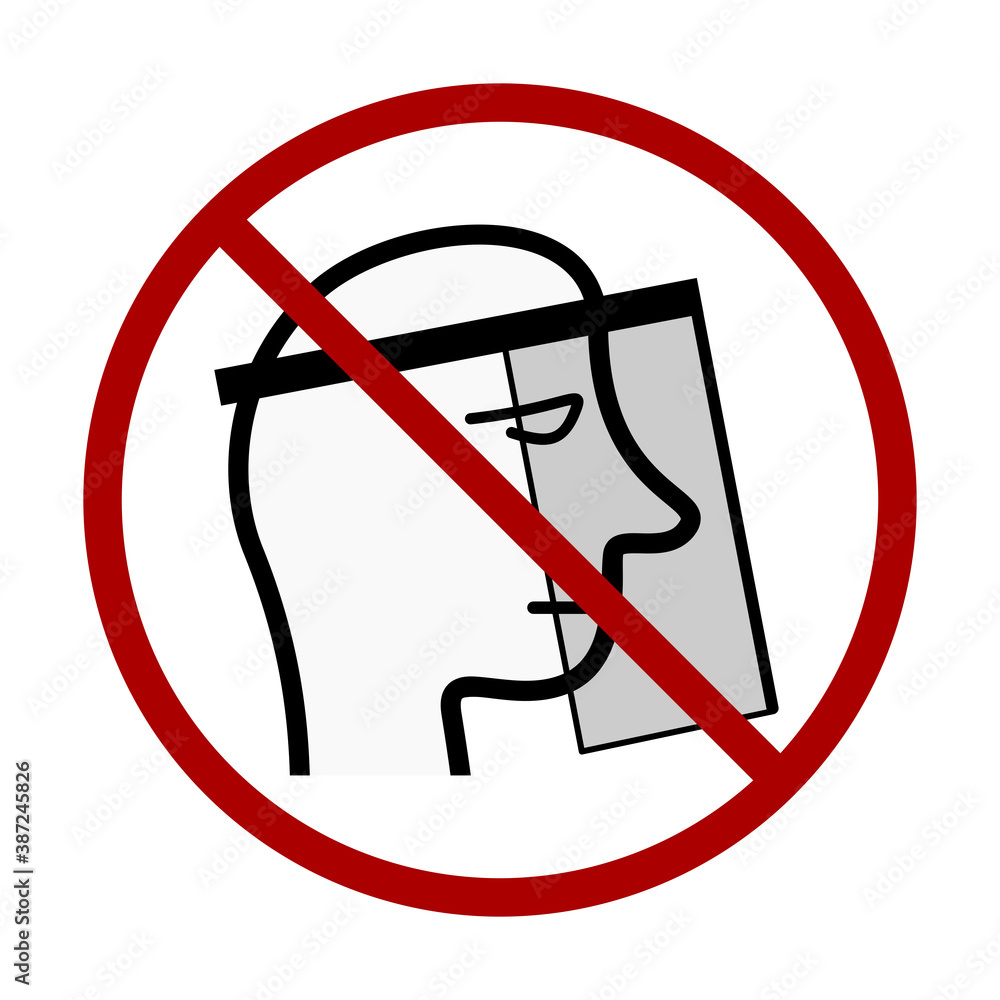 No Face Shield or Face Shields are not Allowed Sign. Vector Image ...