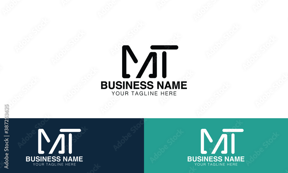 MT initial alphabet logo design creative template vector image Stock ...