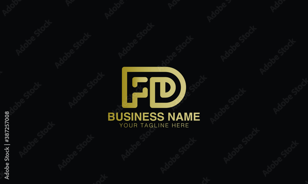 FD initial luxury golden color logotype with letter template vector ...