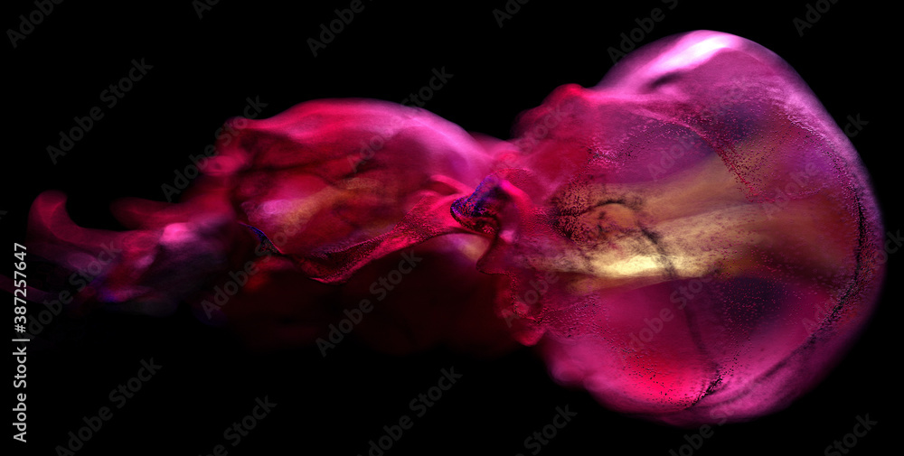 3d render of abstract art with surreal growing explosion smoke cloud ...