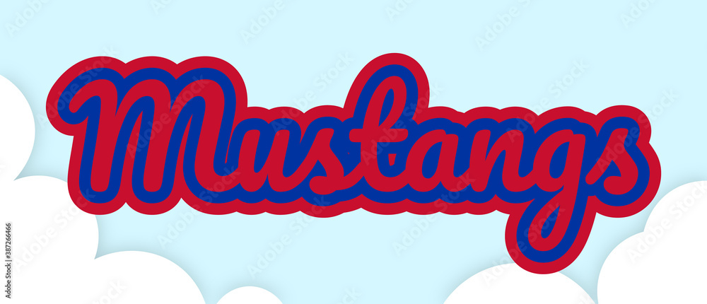 Vetor de "Mustangs", big bold stroke text in football colours, floating ...