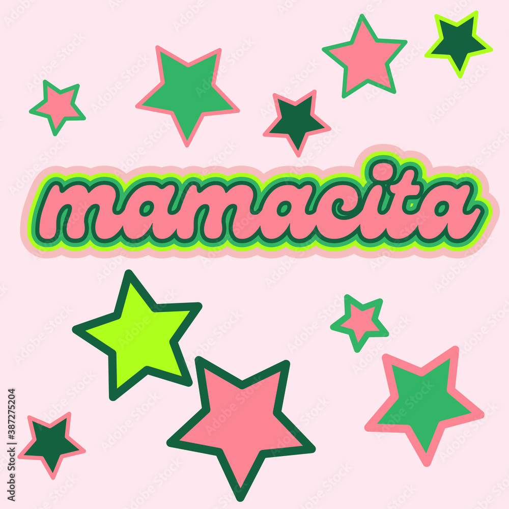 Mamacita text and lettering poster in a 70s retro aesthetic text, with ...