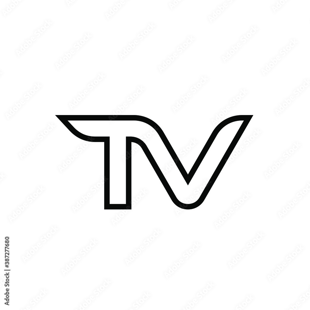 simple initial letter luxury tv line outline logo design with white ...