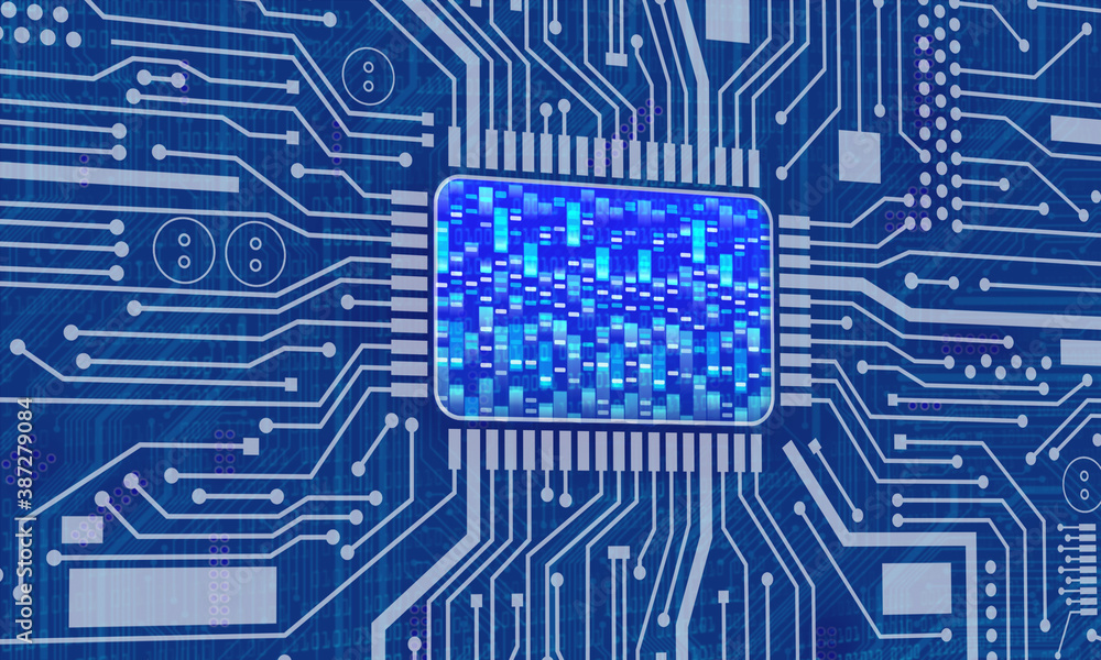 genome map sequence on circuit board, analysis dna software ...