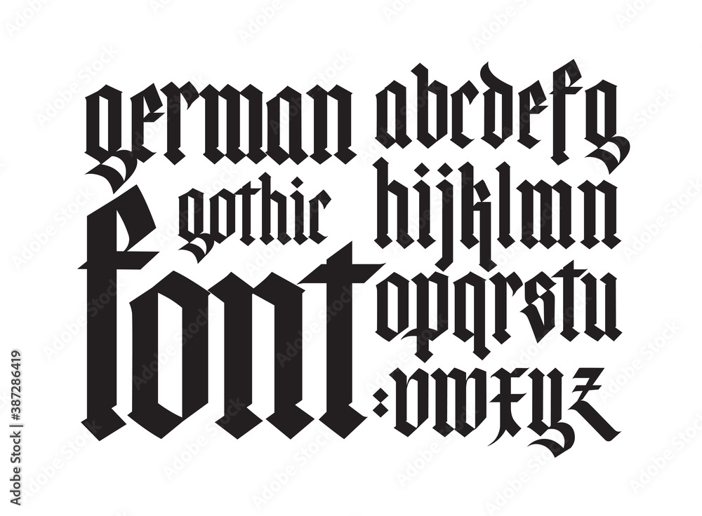 Gothic, English alphabet. Font for tattoo, personal and commercial ...