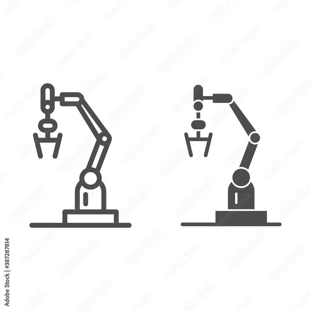 Robot machine line and solid icon, Robotization concept, Robotic hand ...