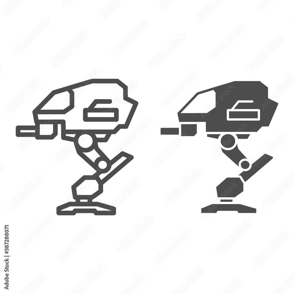 Robot Warrior line and solid icon, Robotization concept, Mechanical ...