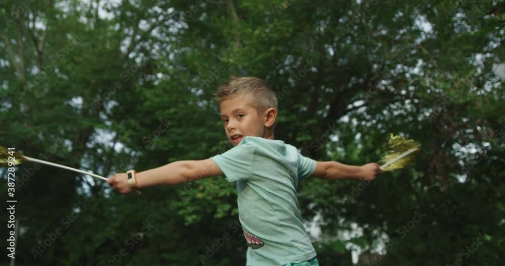Cute little boy dancing and jumping. Red cinema Camera. Slow motion 4k ...