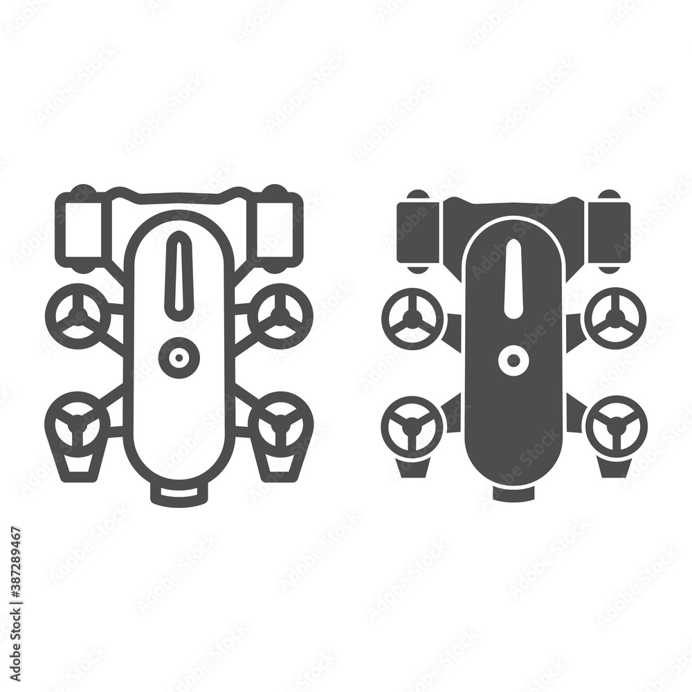 Underwater robot line and solid icon, Robotization concept, underwater ...