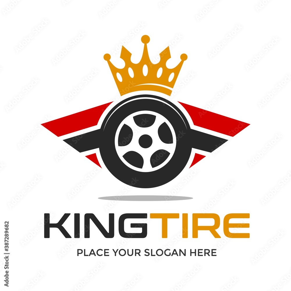 King tire vector logo template. This design use crown symbol. Suitable ...