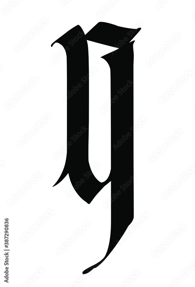 Letter Q, in the Gothic style. Vector. Alphabet. The symbol is isolated ...