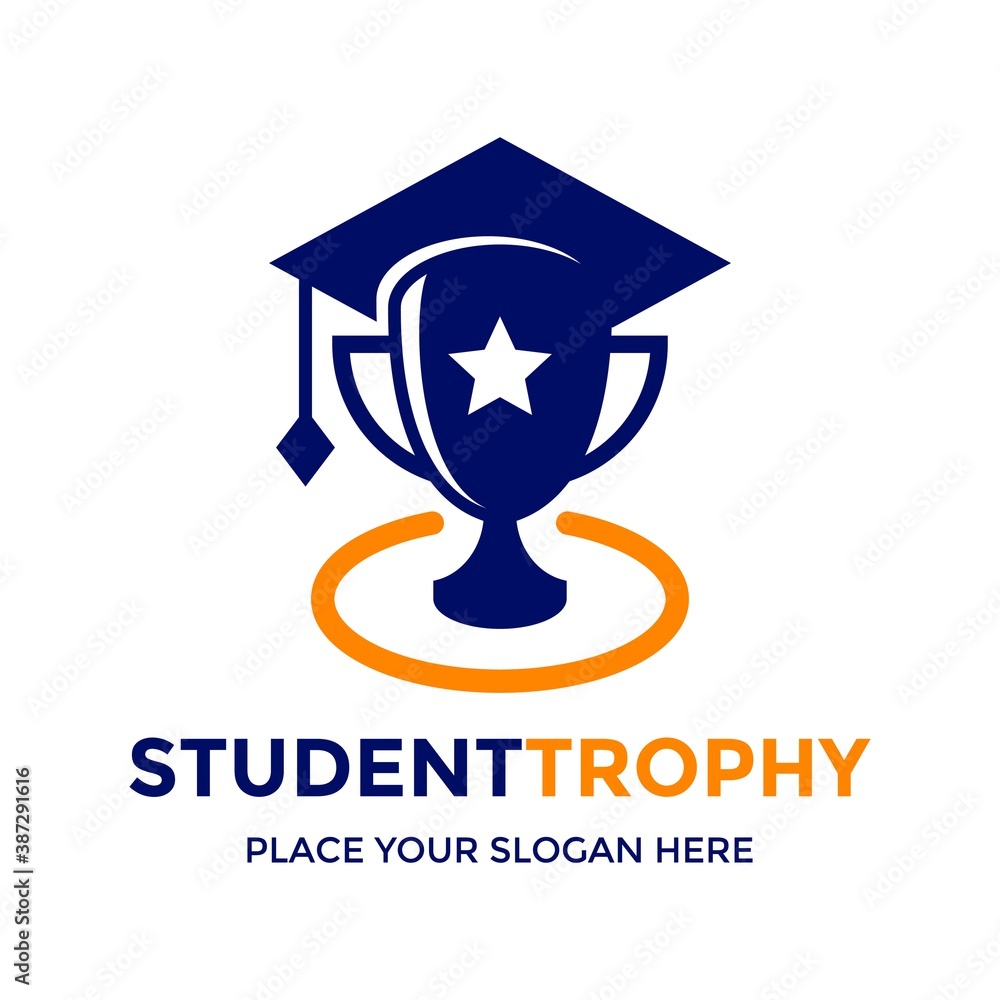 Student trophy vector logo template. This design use hat and cap symbol ...