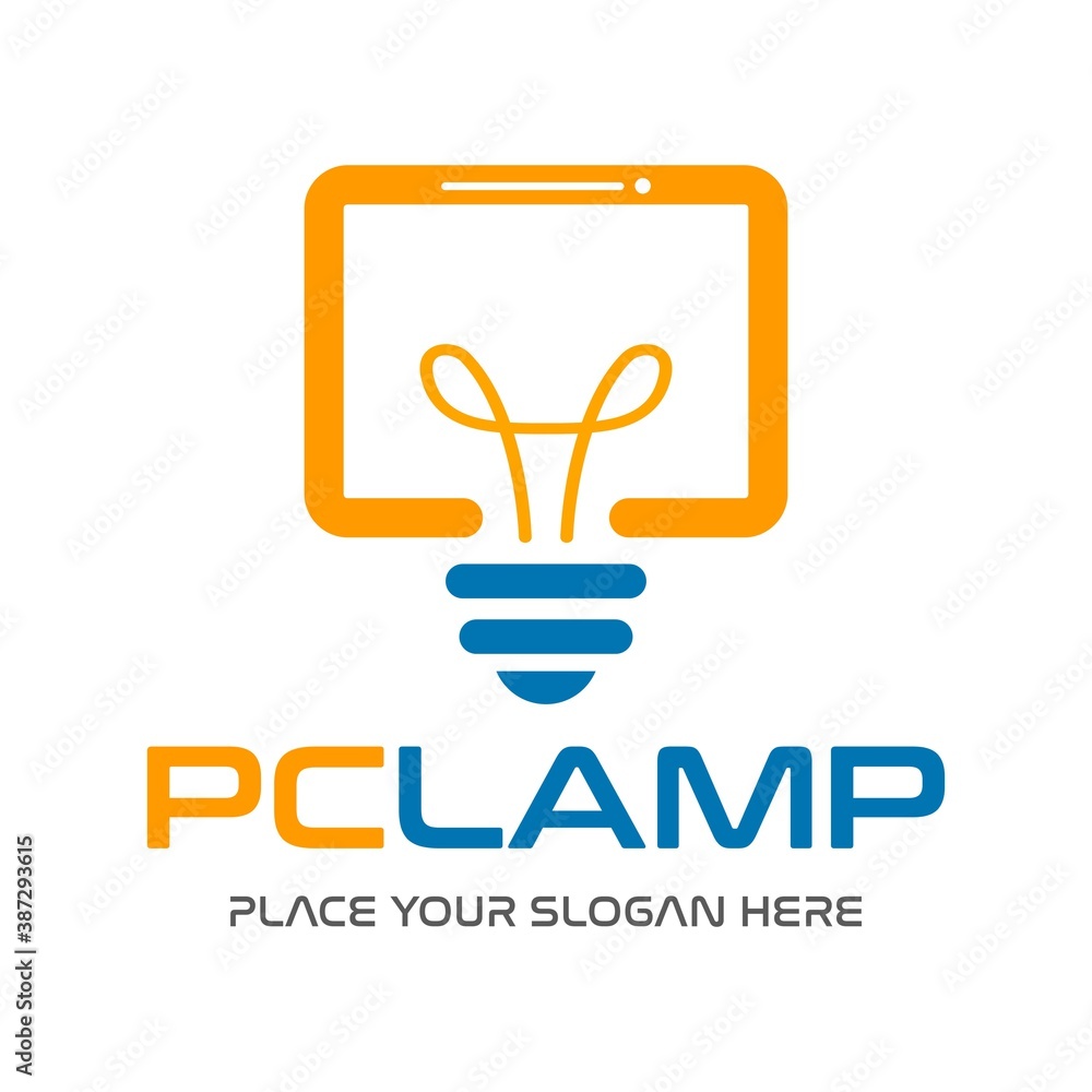 PC or Monitor lamp vector logo template. This design use smart symbol ...