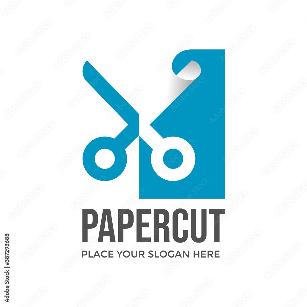 Paper cut vector logo template. This design use sheet symbol. Suitable ...