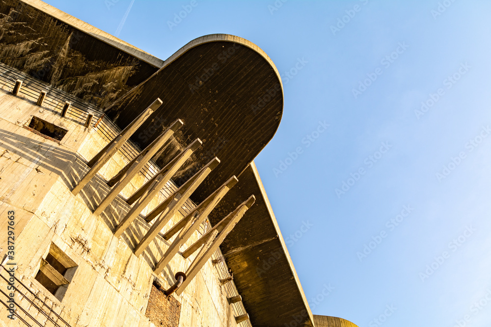 Old third Reich Air Defence Tower (Flakturm) in the Augarten park in ...