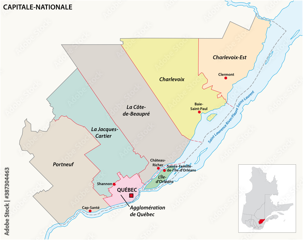 vector map of the Capitale Nationale Quebec administrative region ...