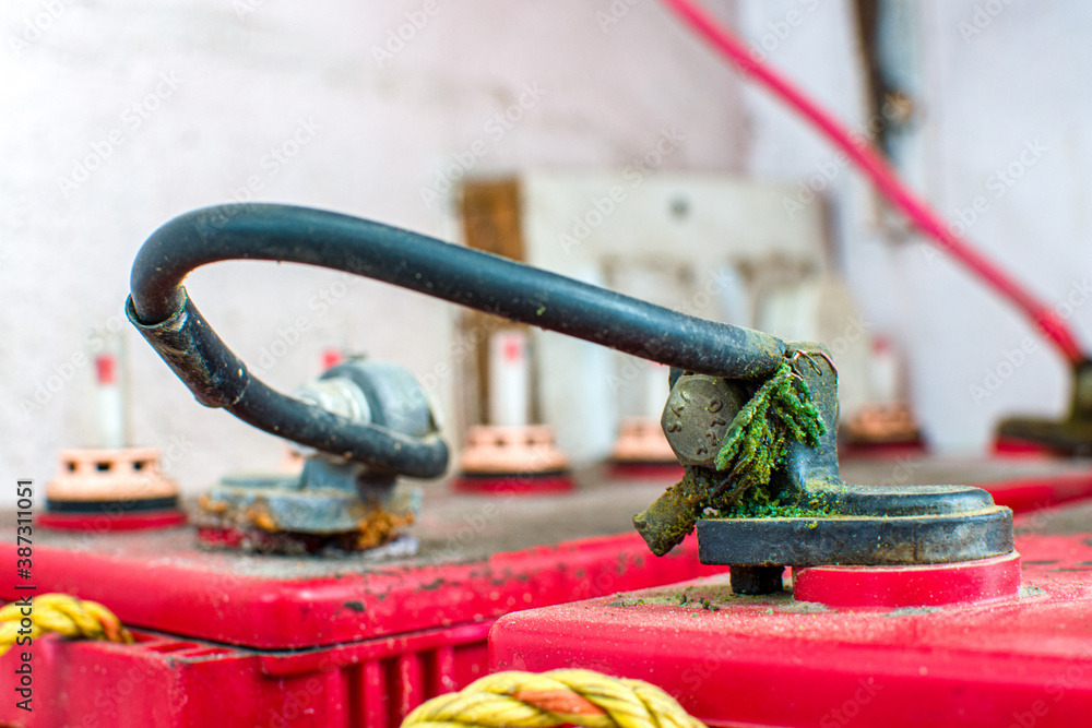 Corrosion of a DC battery terminal Stock Photo | Adobe Stock