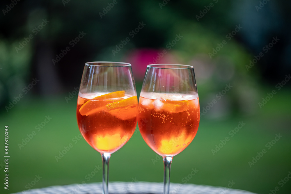 Aperol Spritz with orange is a perfect aperitif for a hot day Stock ...