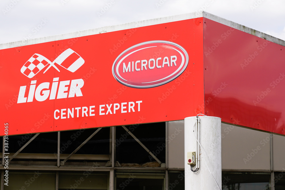 Ligier microcar brand car logo dealership front of sign store ...