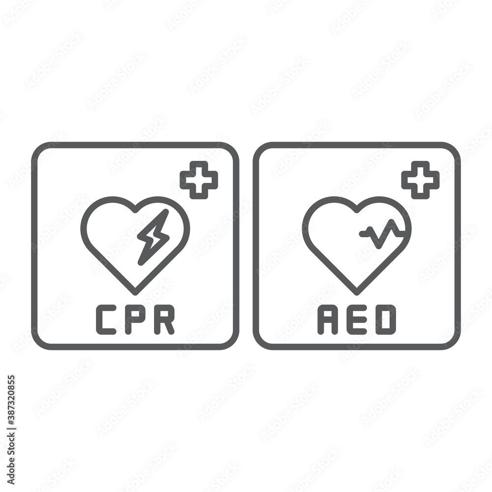 AED Emergency defibrillator, AED AID CPR, vector icon symbol isolated ...